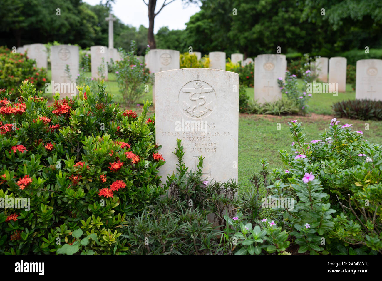 Sri Lanka, Trincomalee, Uppuveli, Commonwealth War Cemetery, graves and ...