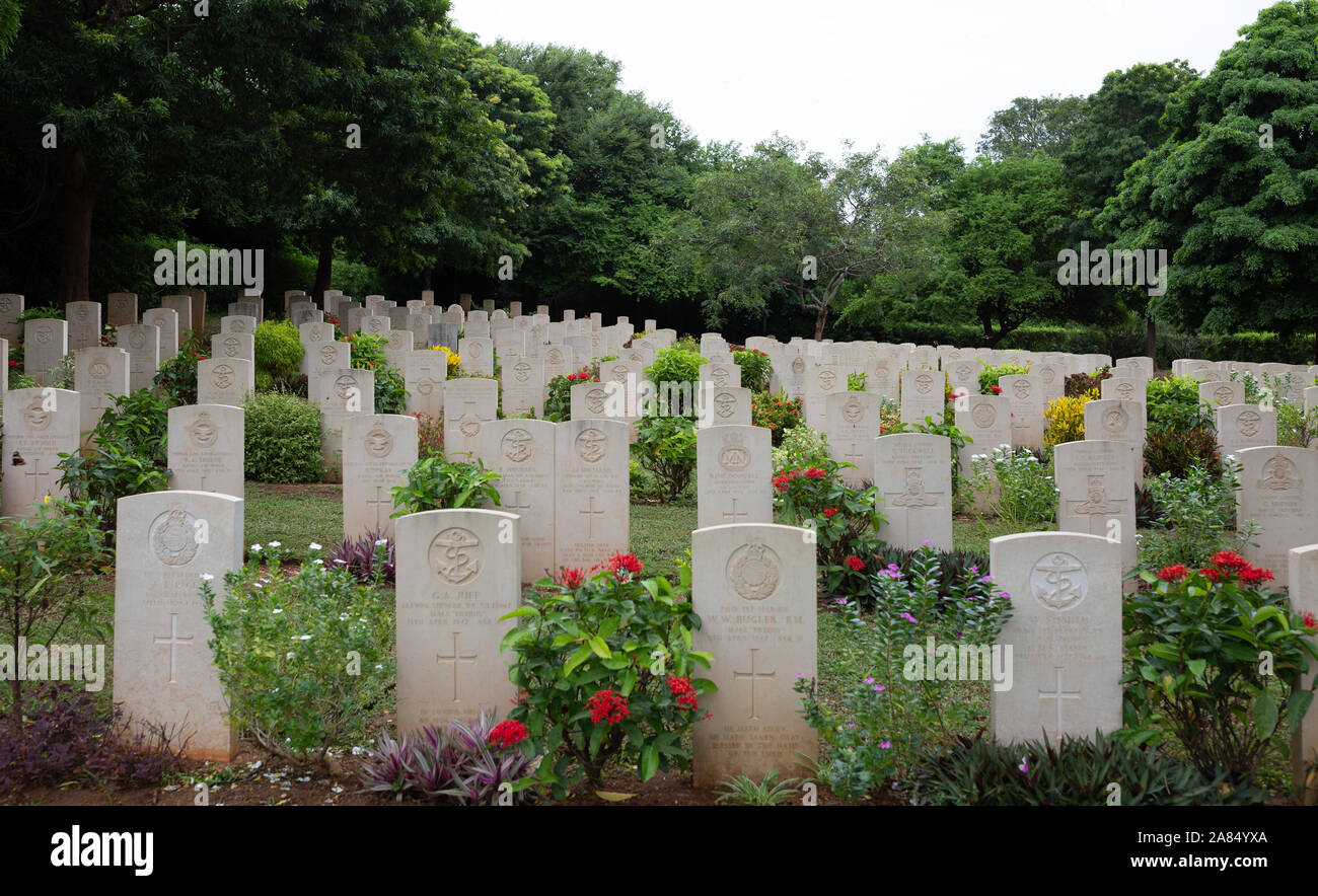 Sri Lanka, Trincomalee, Uppuveli, Commonwealth War Cemetery, graves and ...
