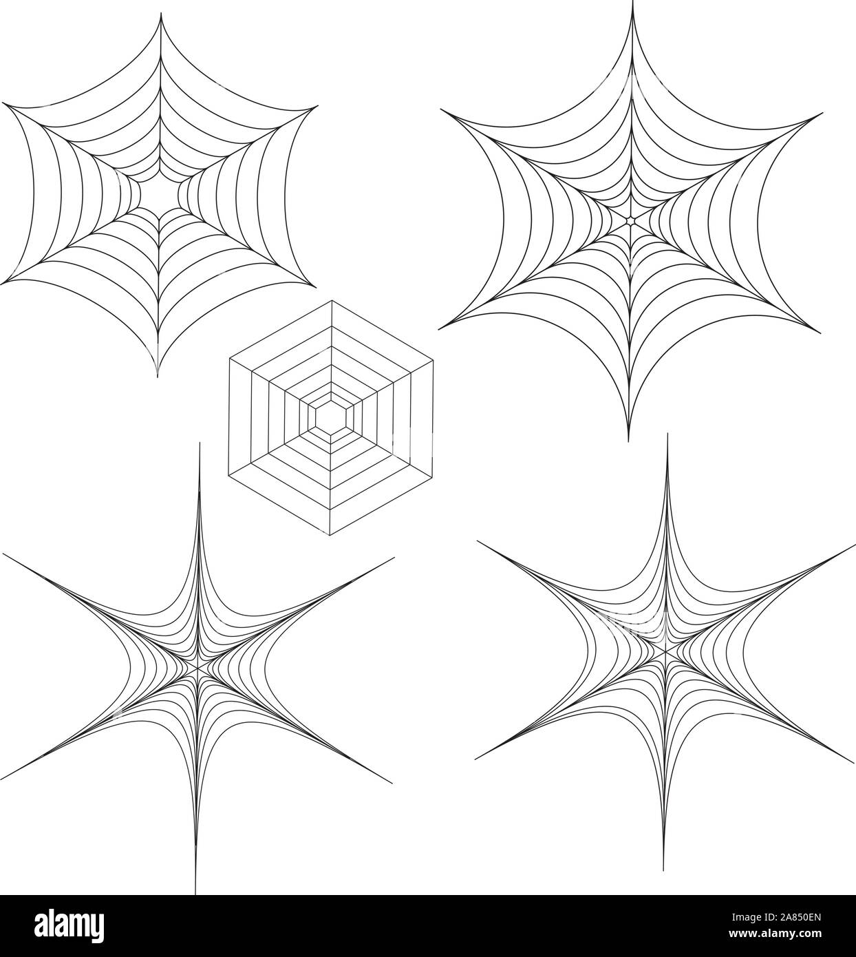 Cartoon spider web silhouettes collection illustration on white ...