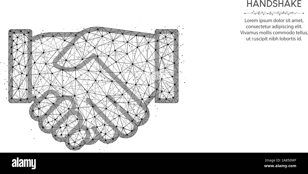 Handshake low poly design, agreement abstract geometric art, business ...