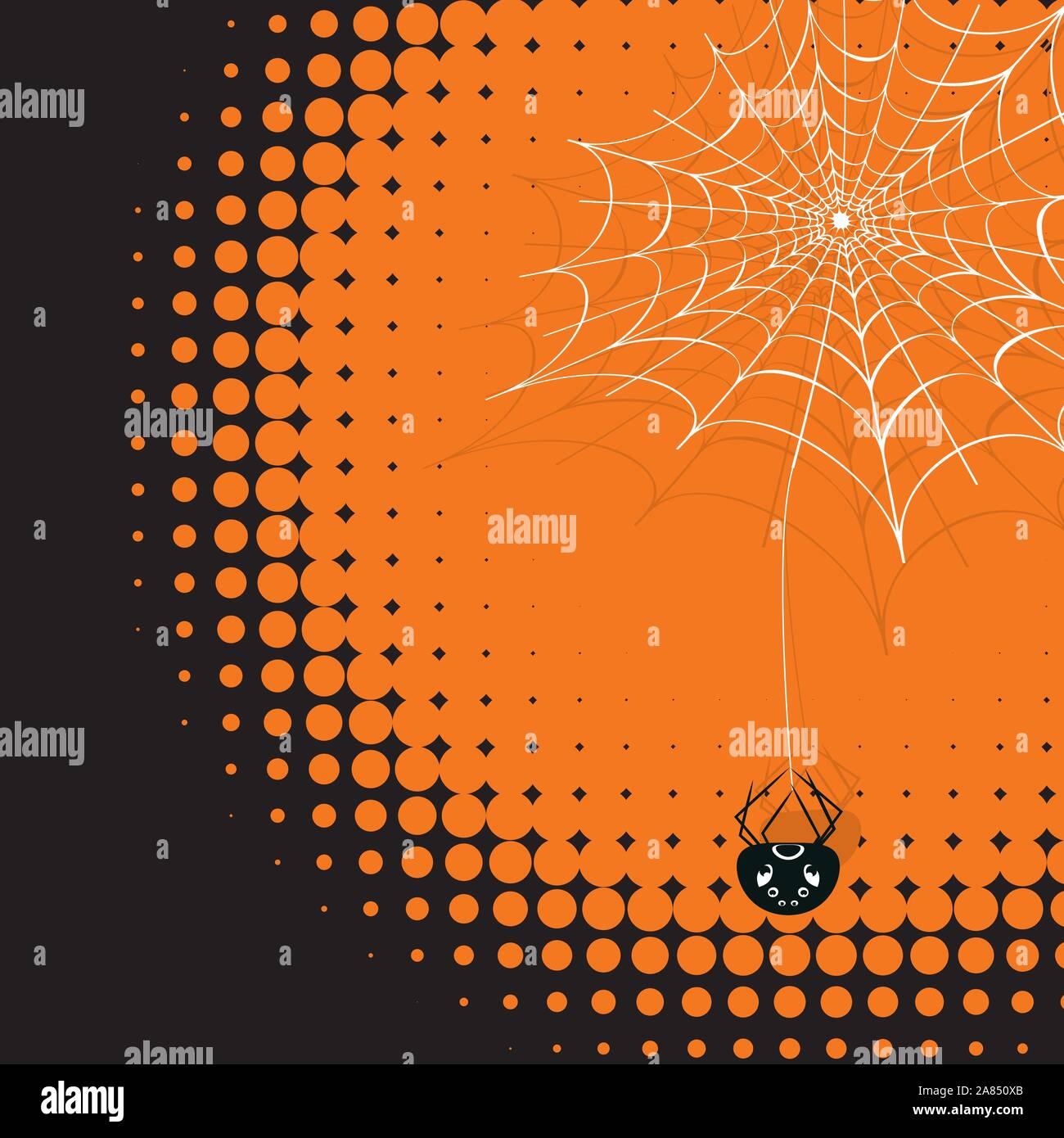 Decorative spider web with cute cartoon spider illustration Stock ...