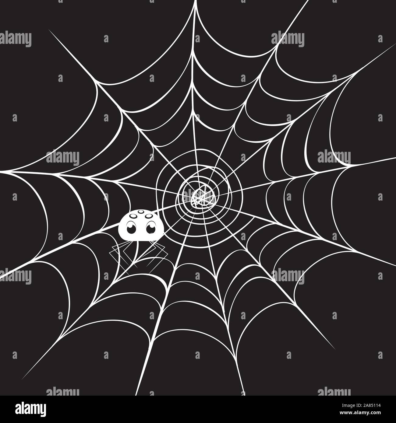 Decorative spider web with cute cartoon spider illustration Stock ...
