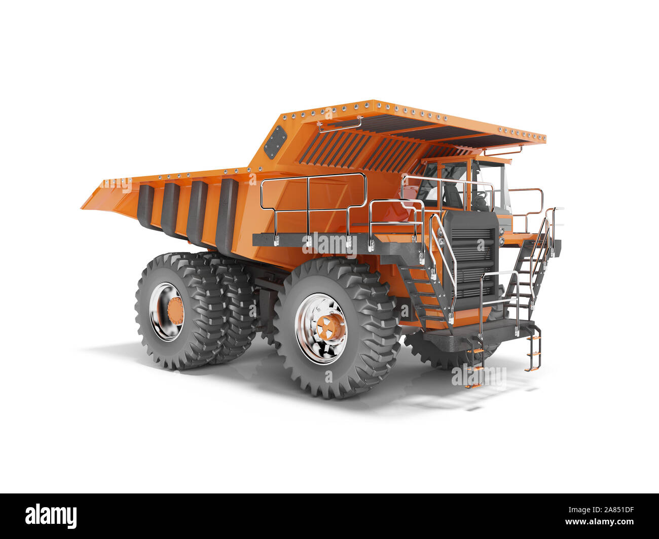 Construction machinery orange mining truck isolated 3D render on white ...