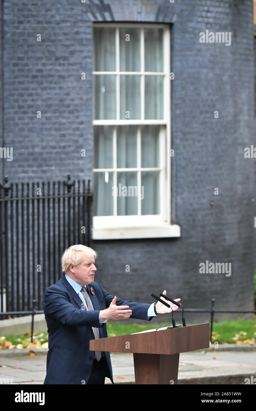 Prime Minister Boris Johnson gives speech in London's Downing Street ...