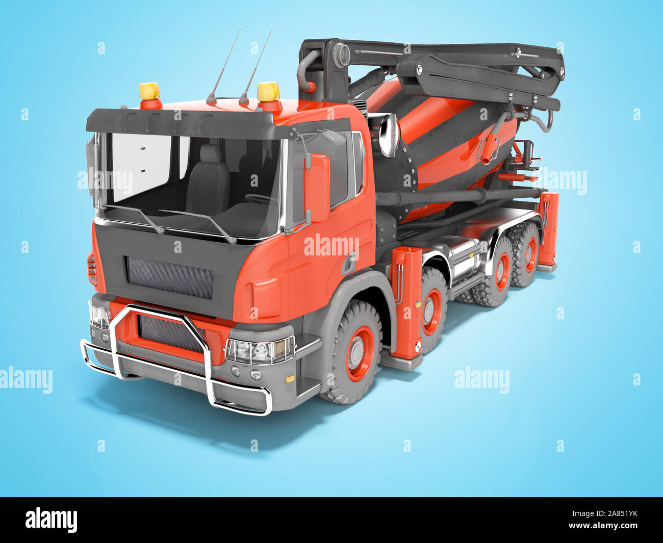 Construction machinery red mixer car for transportation of concrete 3D ...