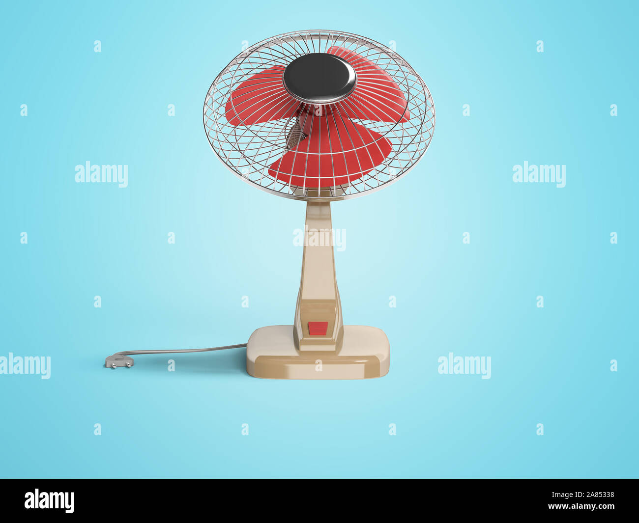 Fan for cooling with vertical blowing 3D render on blue background with ...
