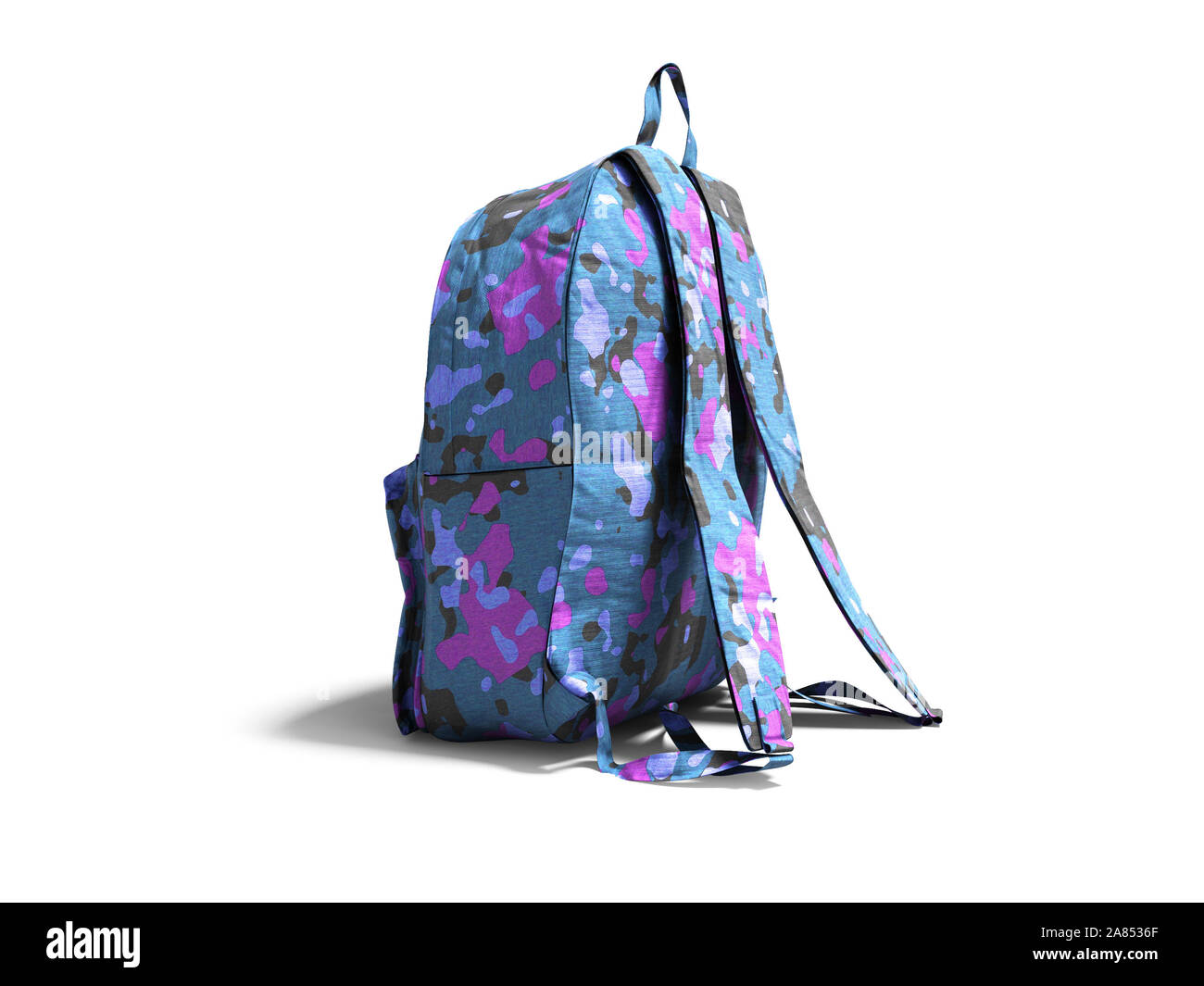 Fashionable backpack school 3d render on white background with shadow ...