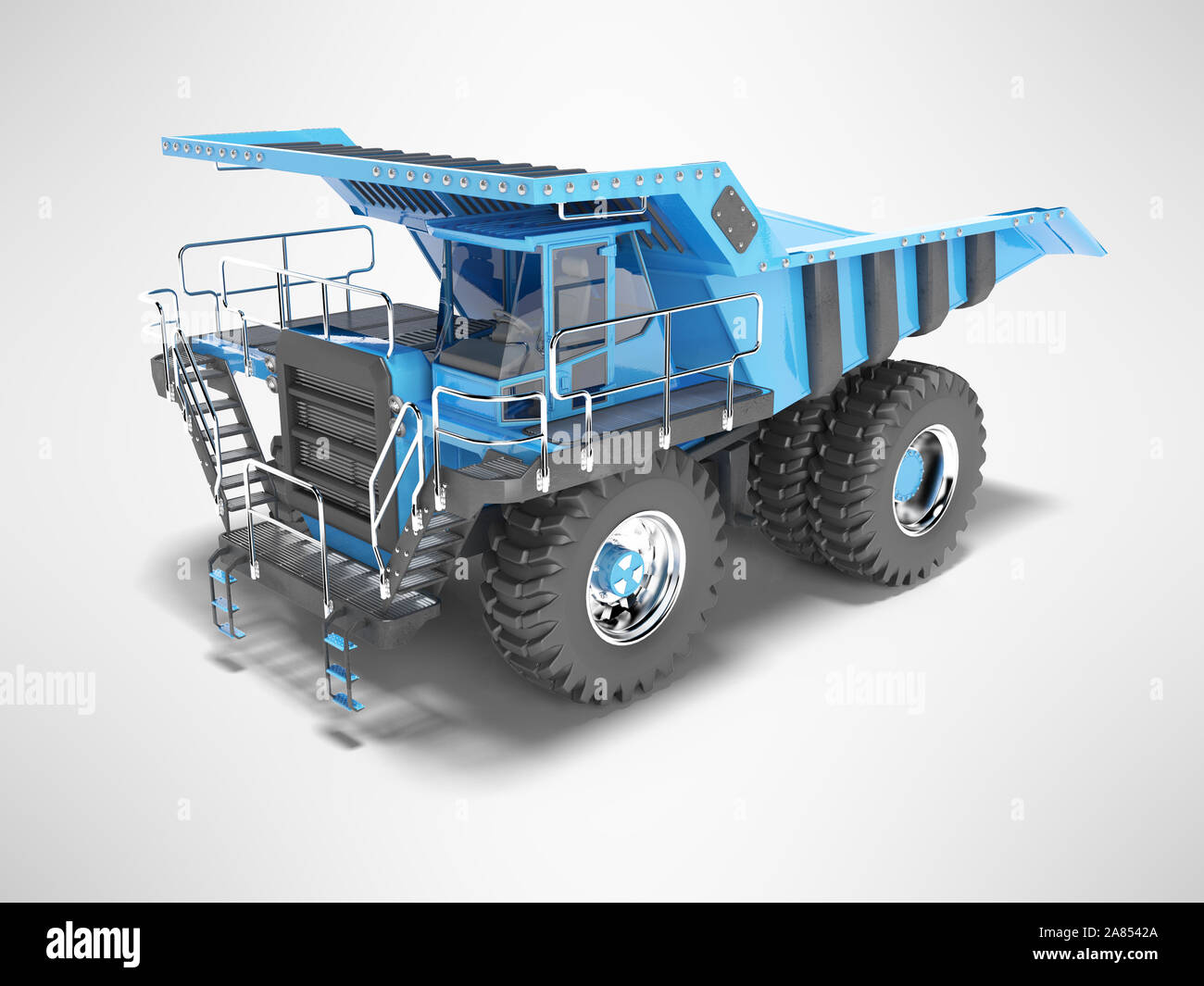 Modern blue mining truck with black accents perspective view rear ...