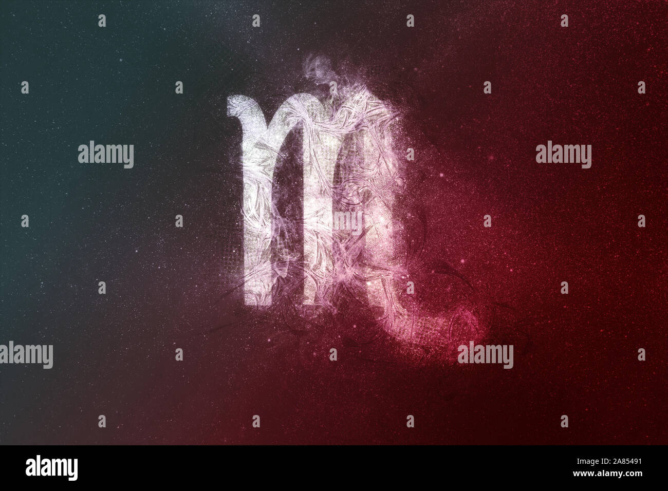 Scorpio Zodiac Sign White Red. Night sky Abstract background Stock ...