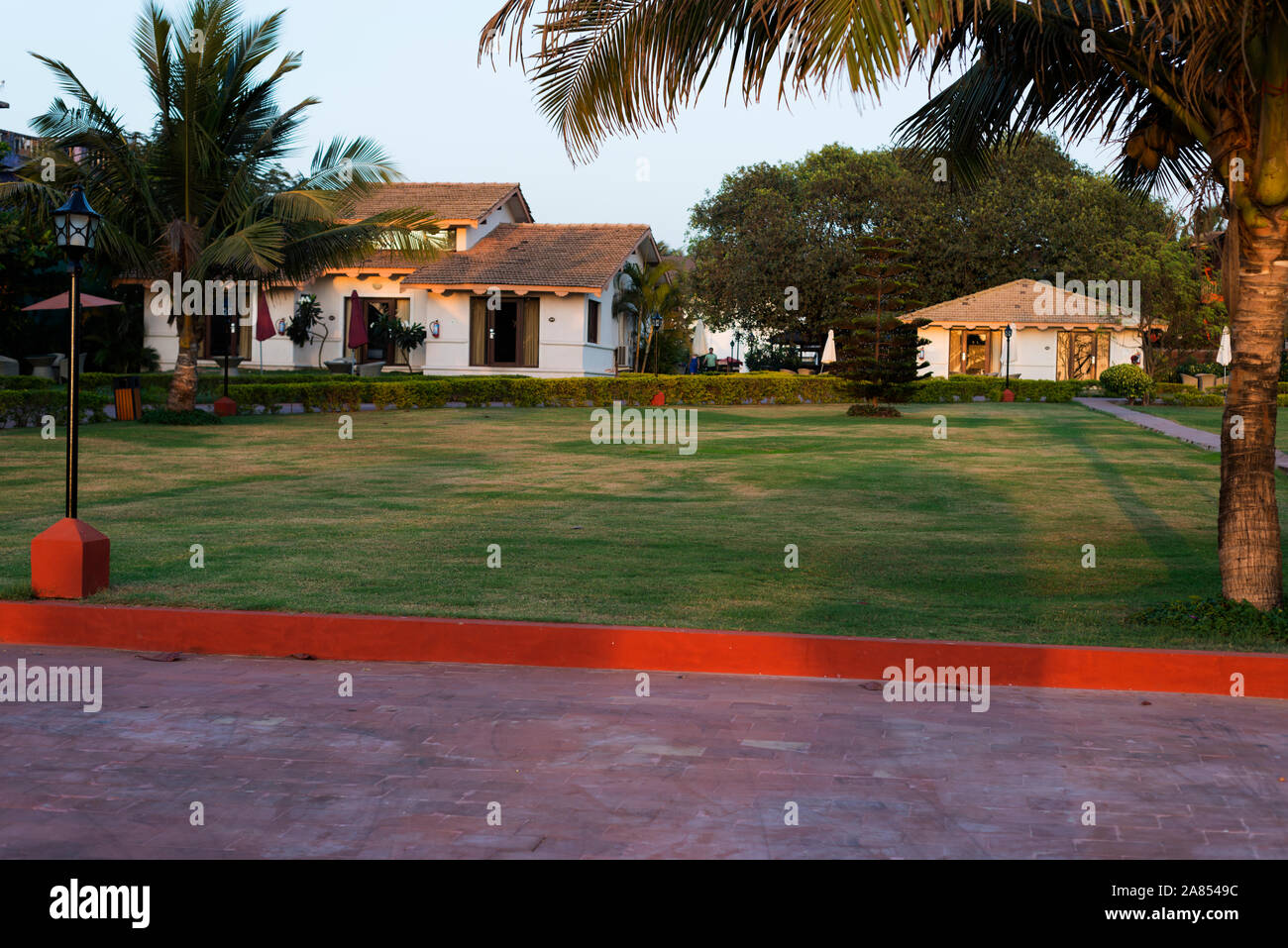 View of the front garden sitting and cottages from bar restaurant at ...