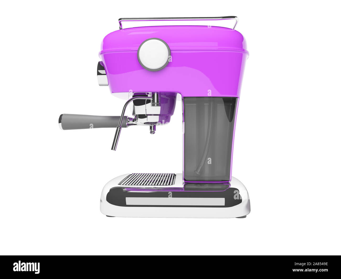 Modern purple horn coffee machine left view with water tank 3D render ...