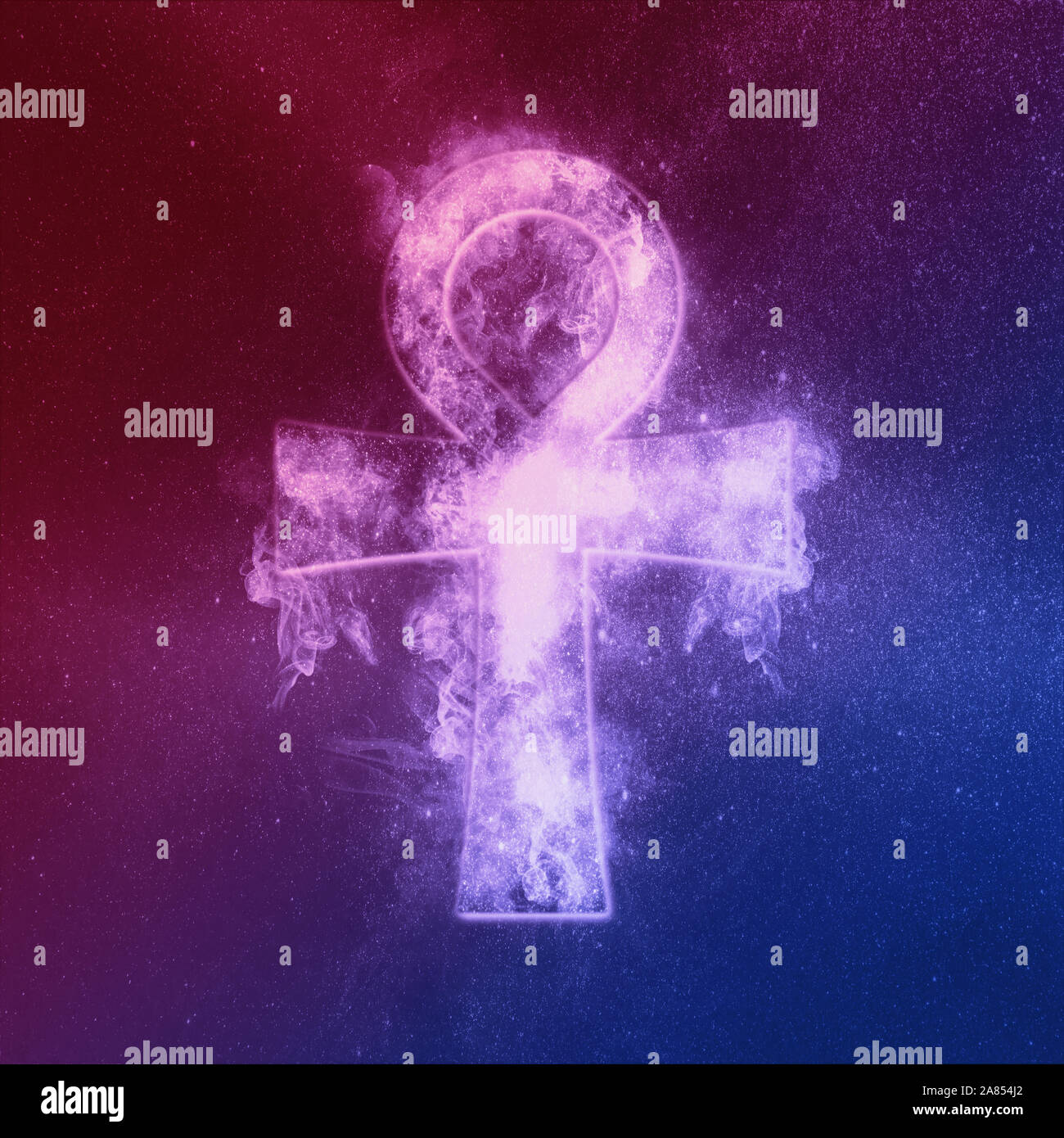 Ankh Red Blue A Symbol Of Life Symbol Of Immortality Abstract Night
