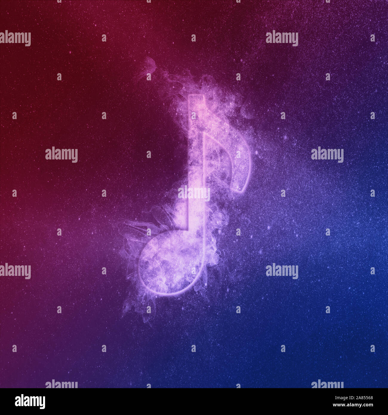 Eight music note symbol Red Blue. Abstract night sky background Stock ...