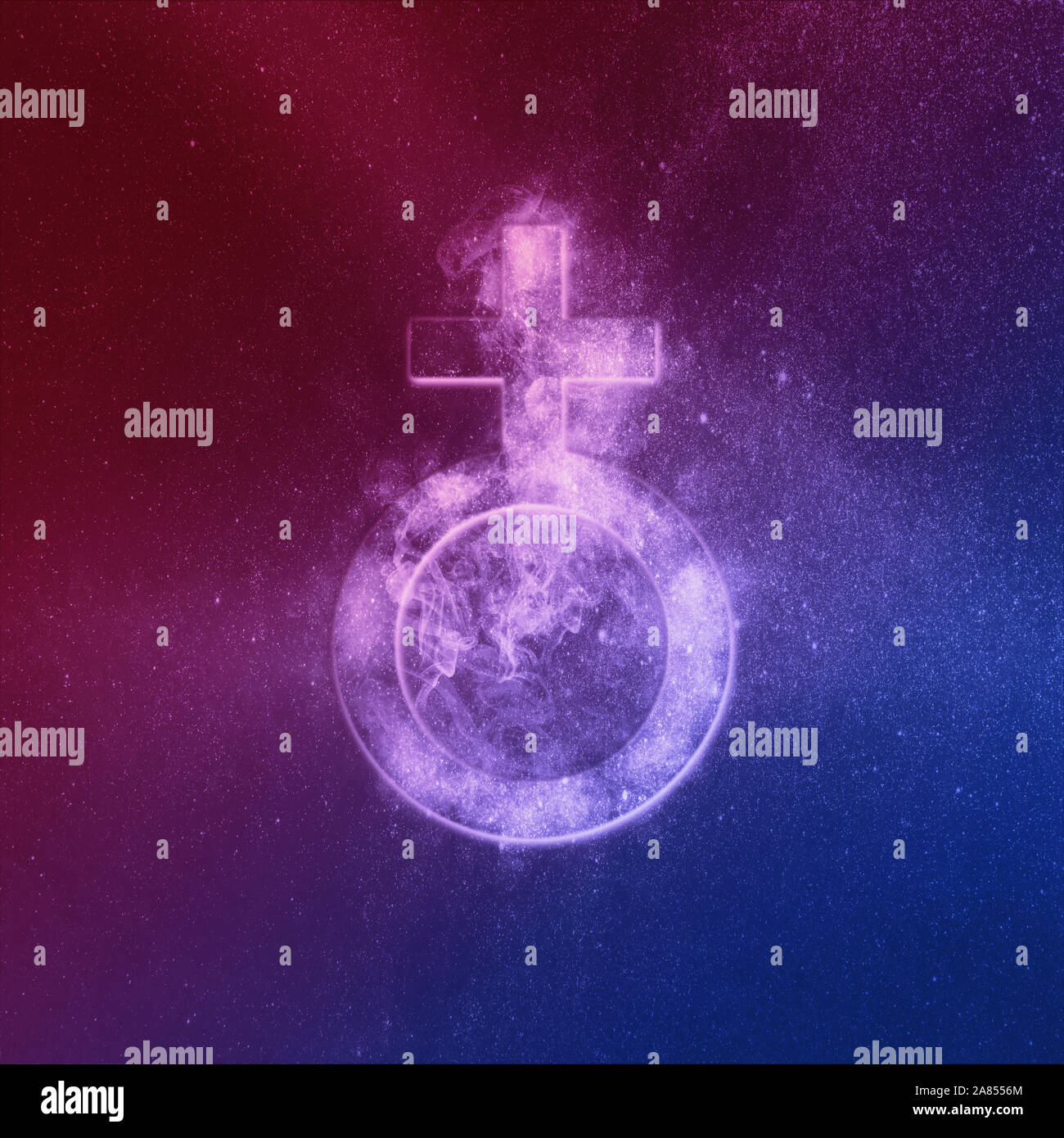Planet Earth Symbol Red Blue. Earth sign. Abstract night sky background ...