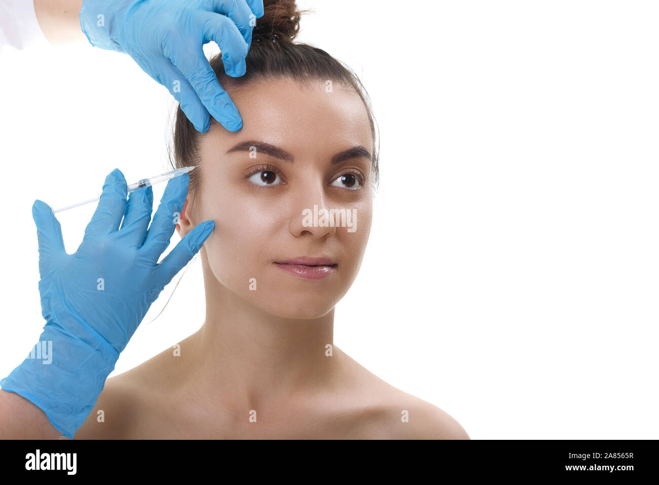 Facial Beauty Injections. Portrait Beautiful Young Woman Receiving ...