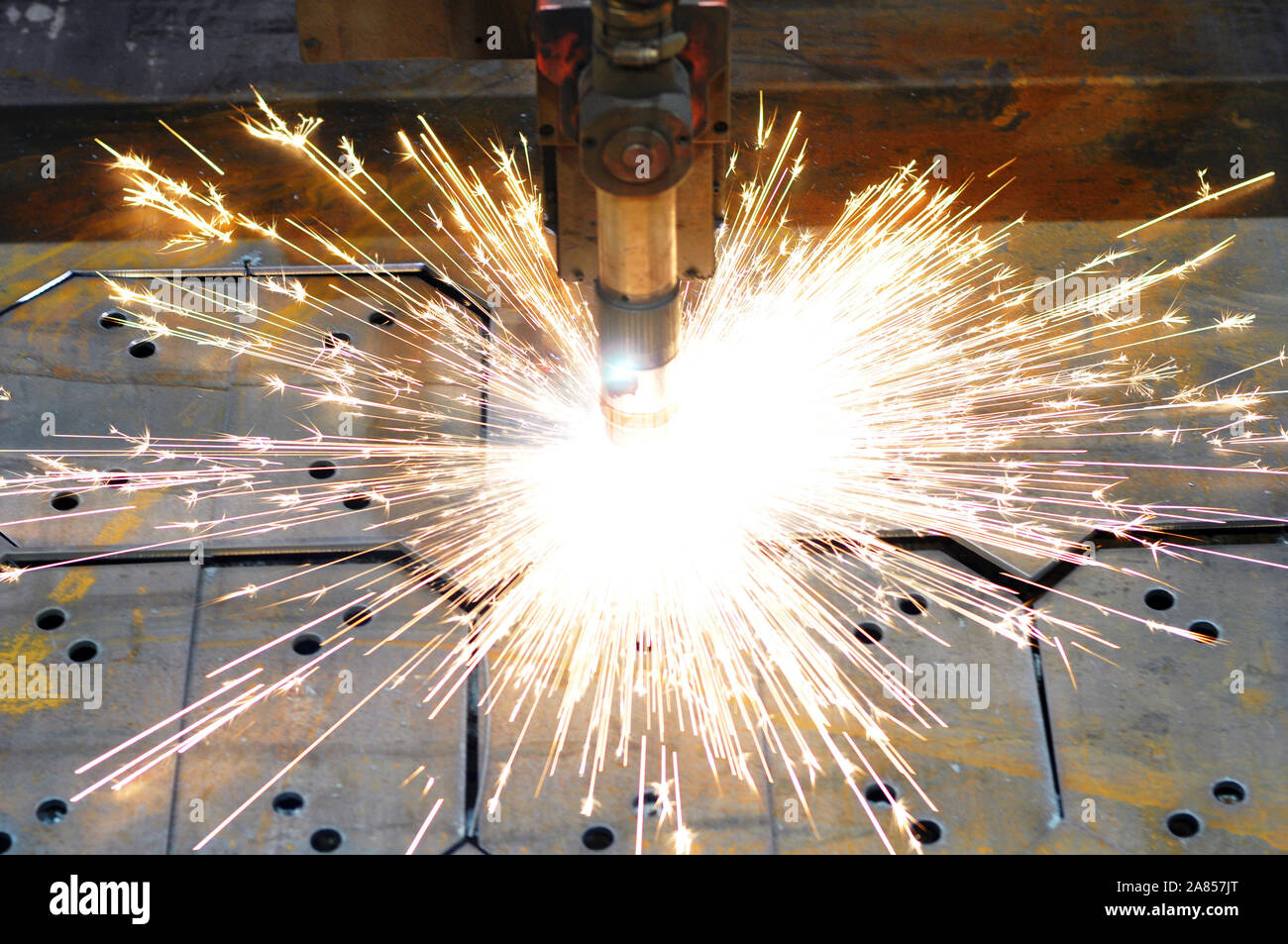 Metal cutting. The process of cutting metal using plasma cutting ...