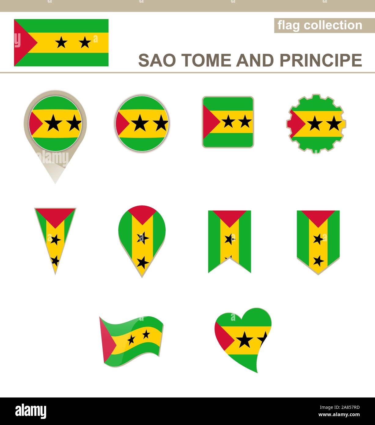 Sao Tome and Principe Flag Collection, 12 versions Stock Vector Image ...