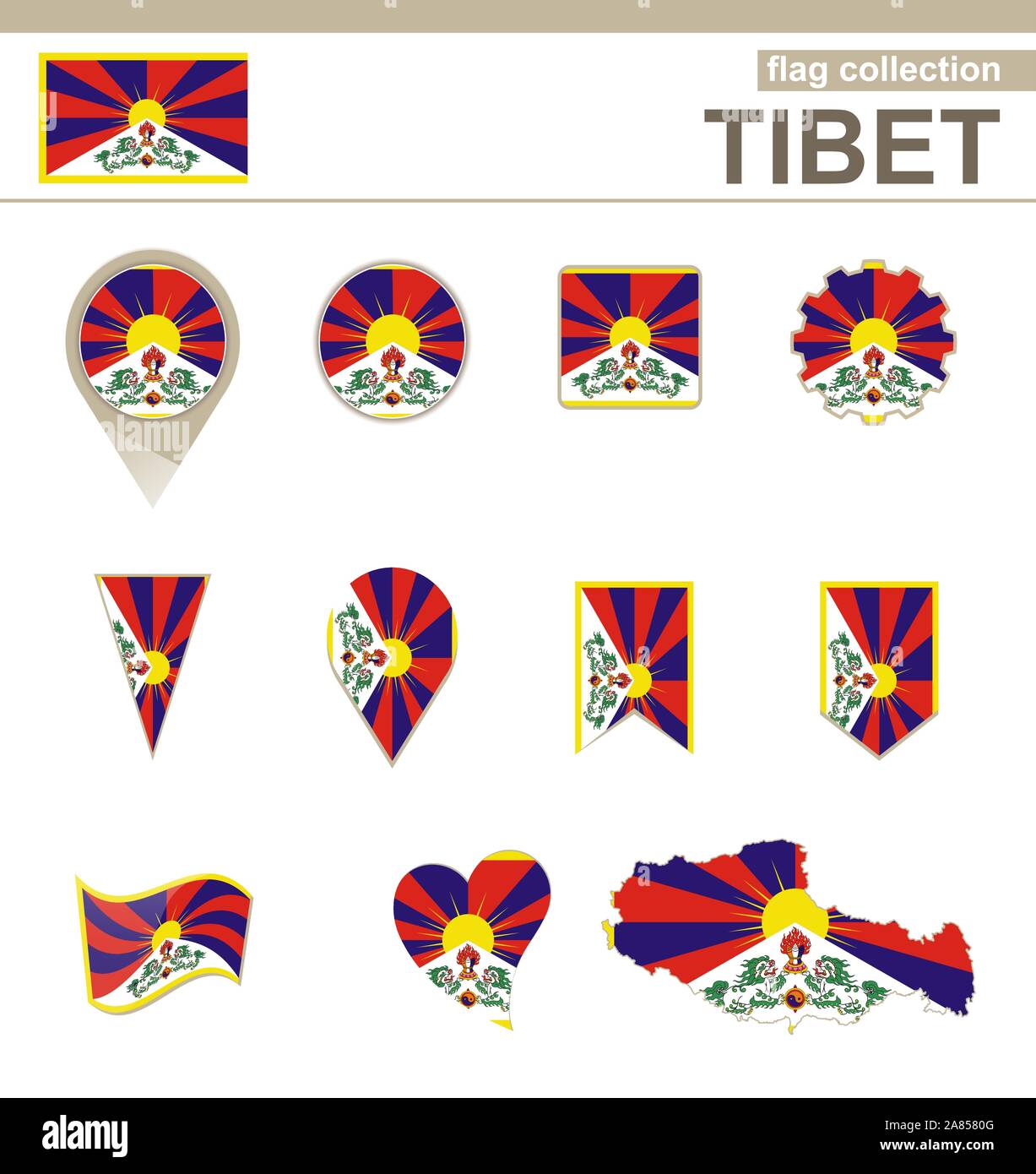 Tibet Flag Collection, 12 versions Stock Vector Image & Art - Alamy