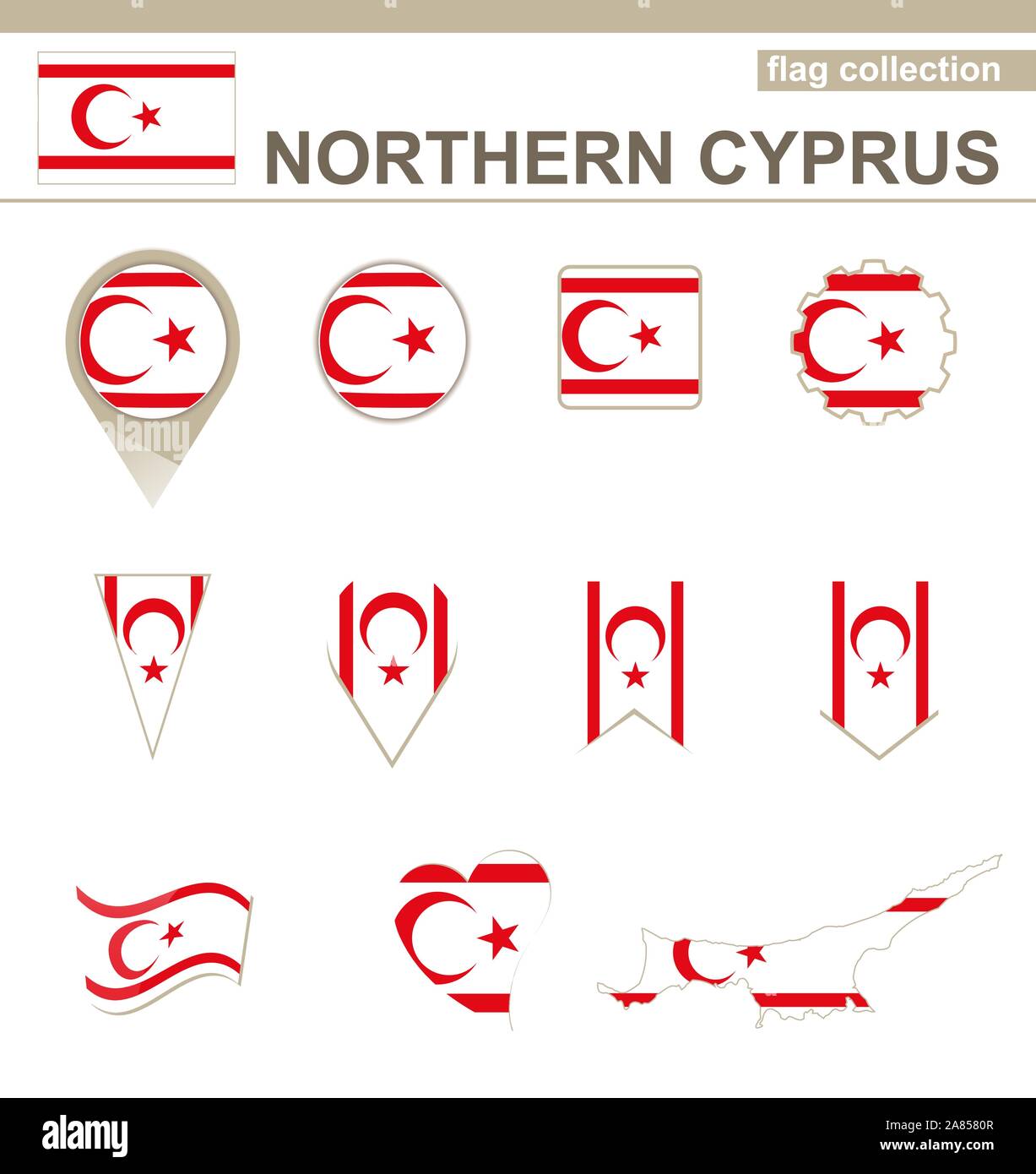 North cyprus turkish republic flag Stock Vector Images - Alamy