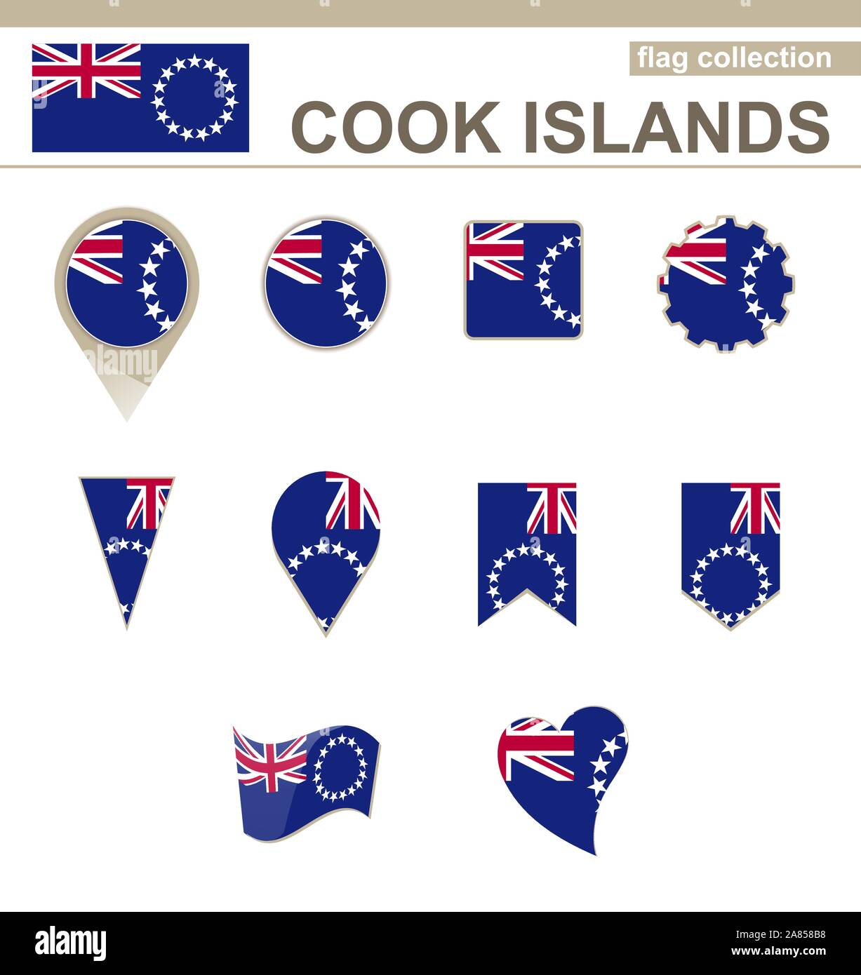 Map of cook islands with flag vector illustration Stock Vector Images - Alamy