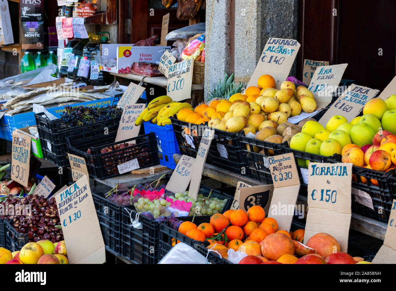 Fruits and Vegetables at local street market in Ponte de Lima, Minho ...
