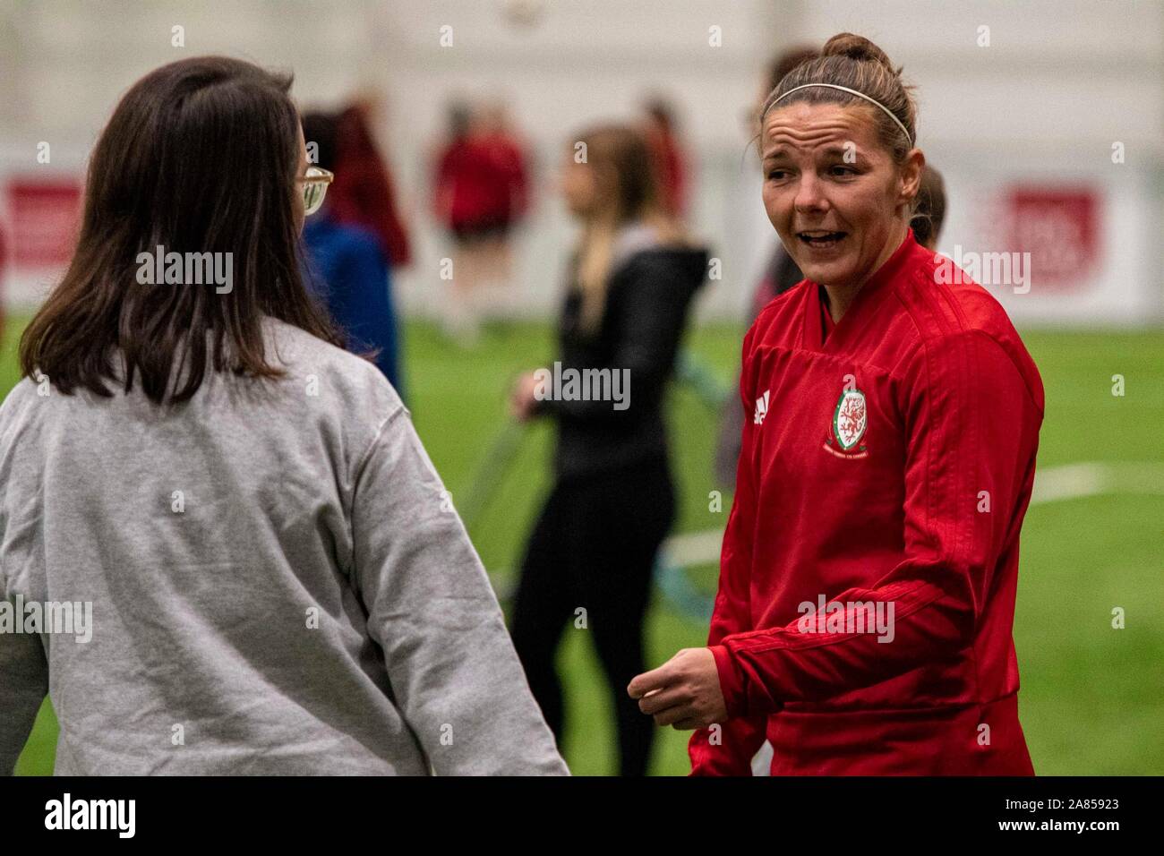 Cardiff, Wales 6/11/19. Loren Dykes of Wales at Wales Women training at ...