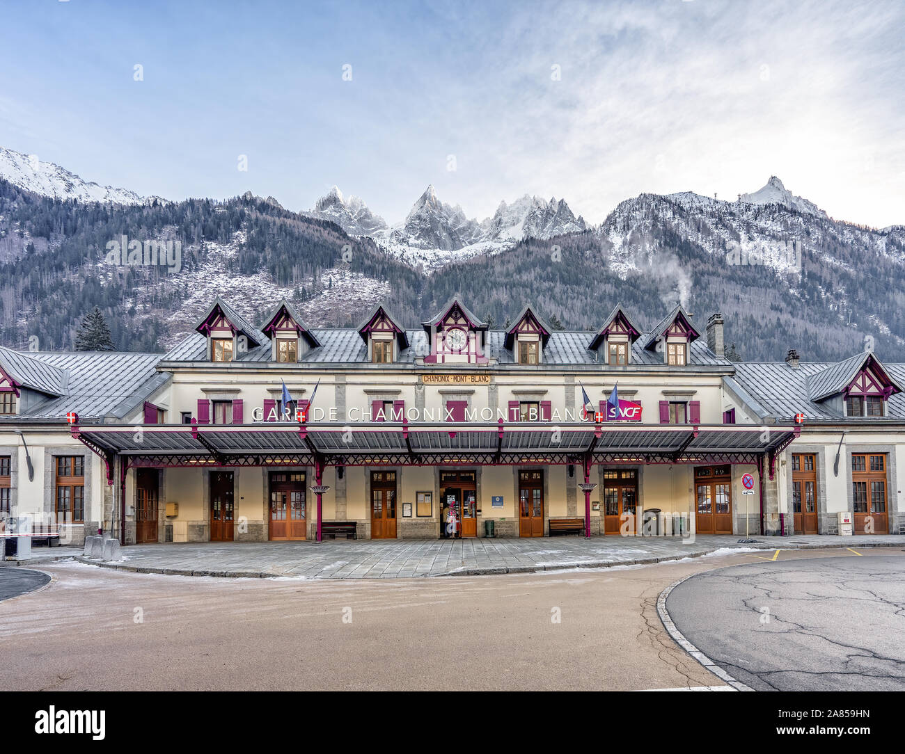 Chamonix, France - December 25, 2018: Chamonix-mont-blanc railway ...