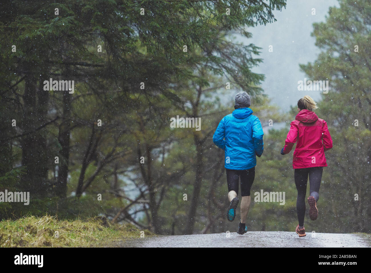 Two people jogging on trail hi-res stock photography and images - Alamy