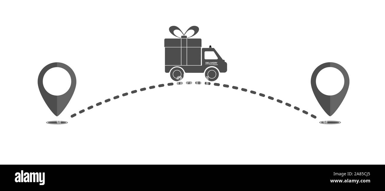 Delivery icon from one point to another. Flat design Stock Vector Image ...