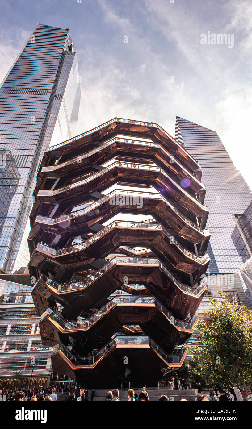 The outside of The Vessel structure in the Hudson Yards, NYC, USA Stock ...