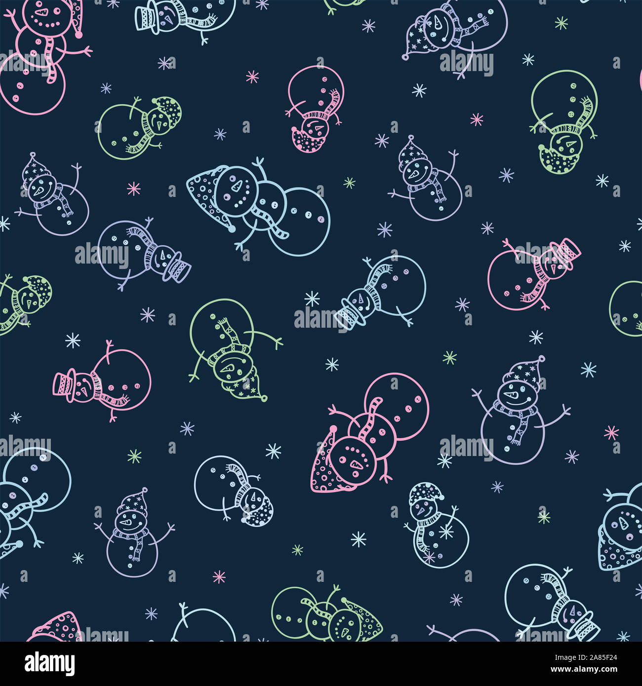 Fun and cute hand drawn snow mans seamless pattern, winter themed ...