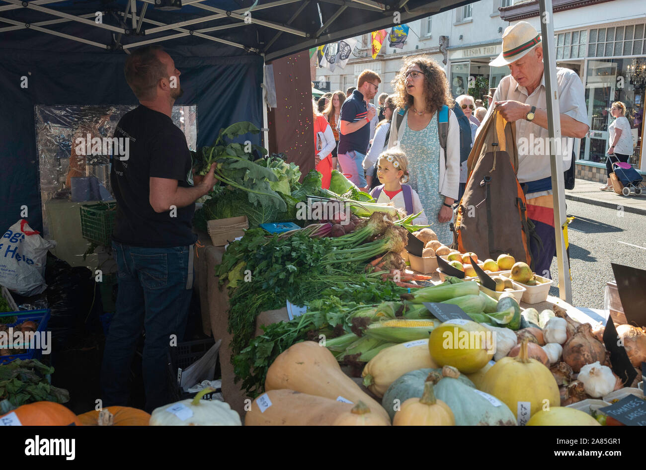 Fruit and vegetable stall Abergavenny Food Festival, Wales, UK Stock ...