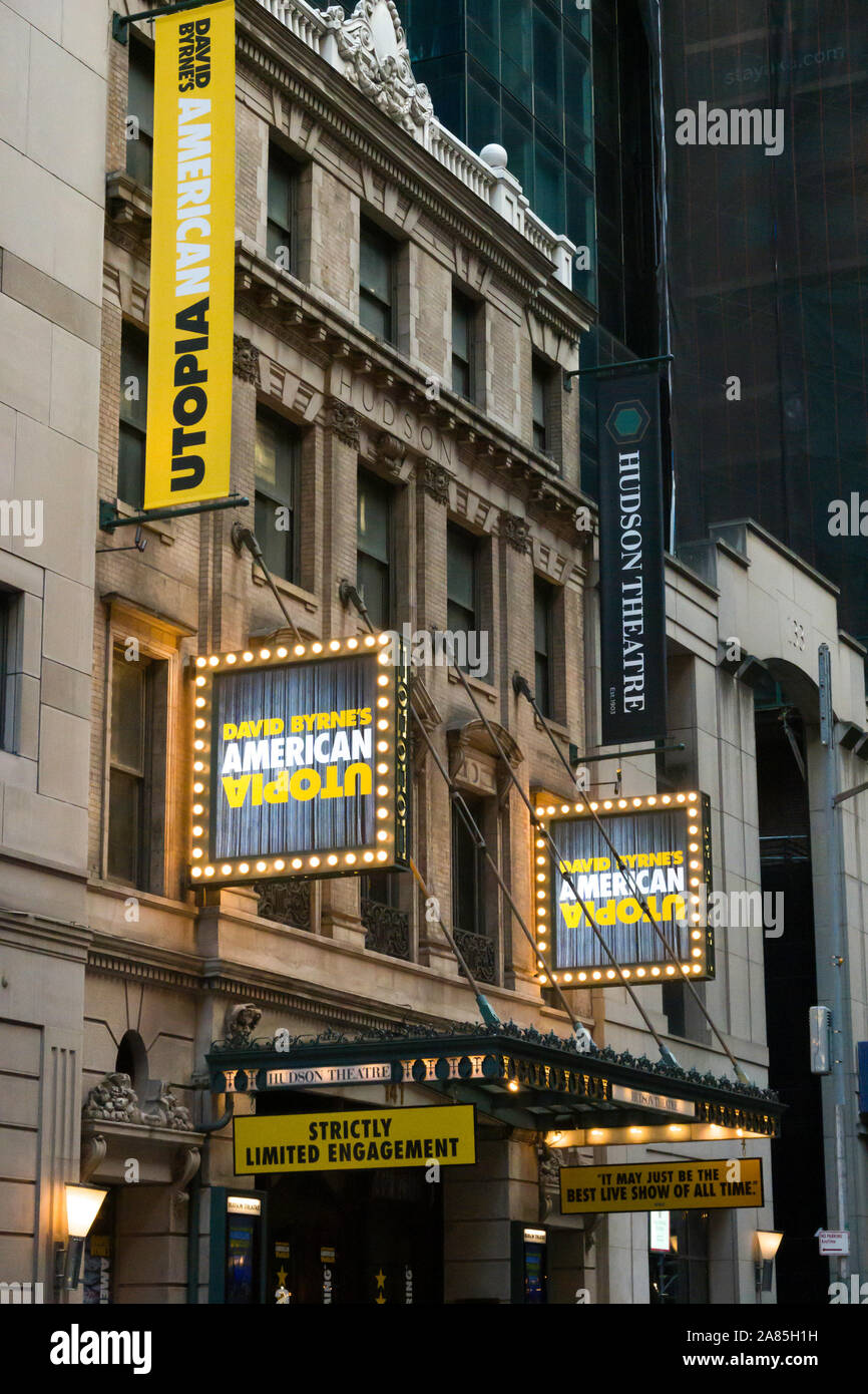Hudson Theatre Marquee "DAVID BYRNE'S American Utopia" at the ...
