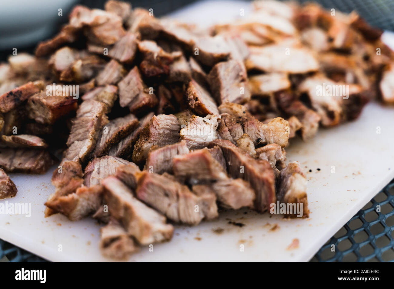 BBQ Selection of chopped meat salsa salad Stock Photo - Alamy