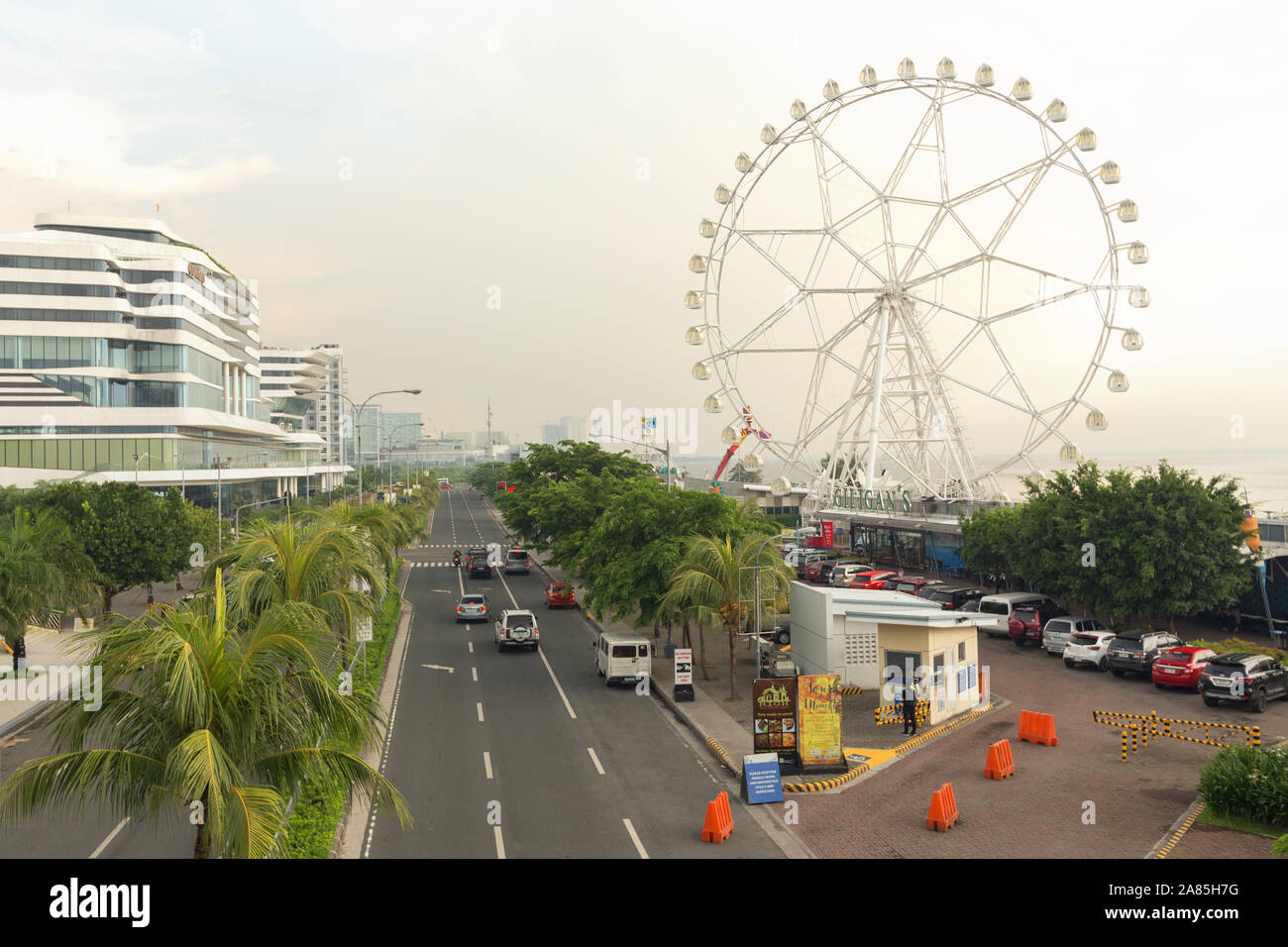 Manila, Philippines - June 28, 2017: View to embankment area near mall ...