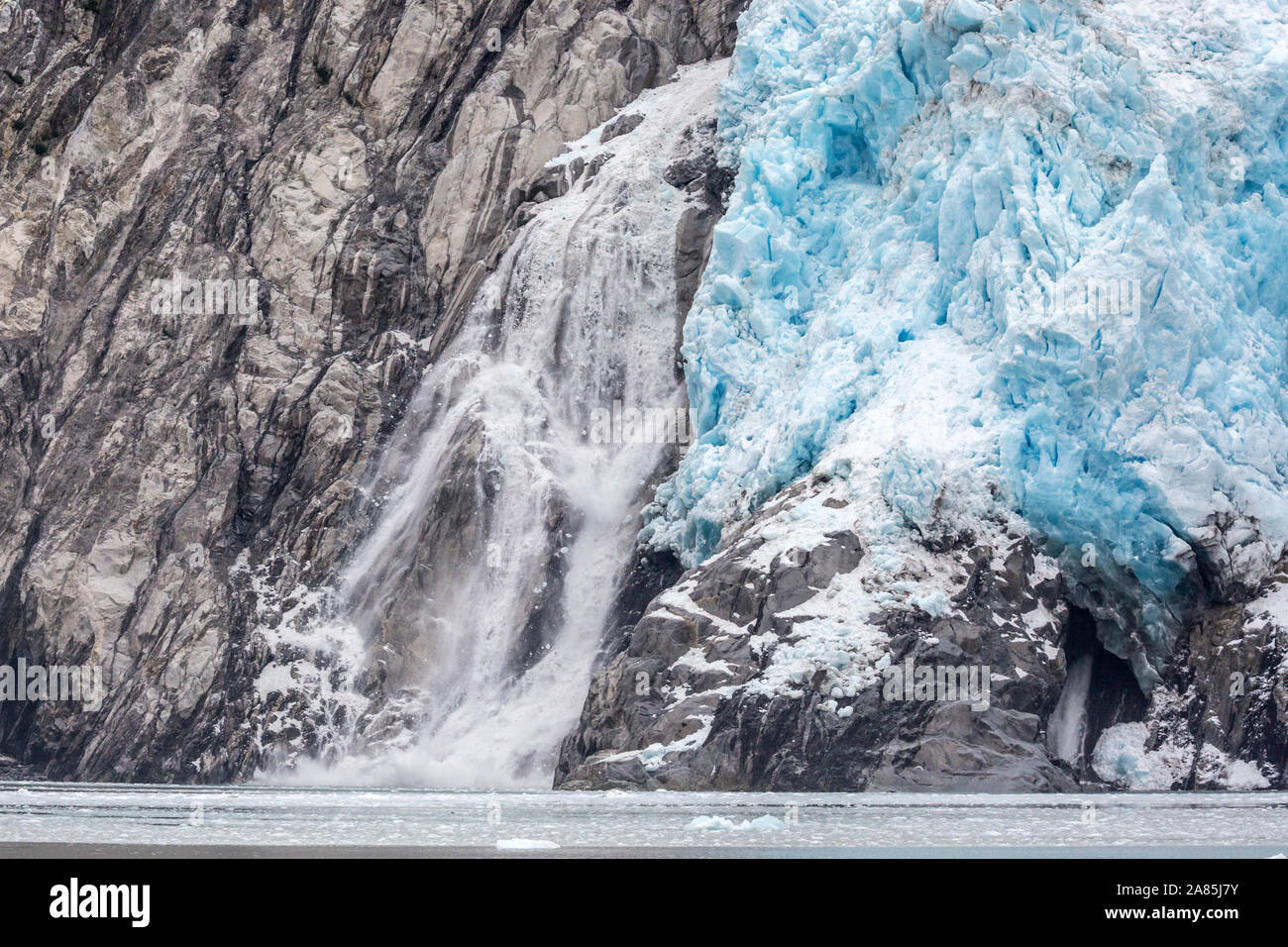 A glacier with blue ice in Kenai Fjords National Park in Alaska Stock ...