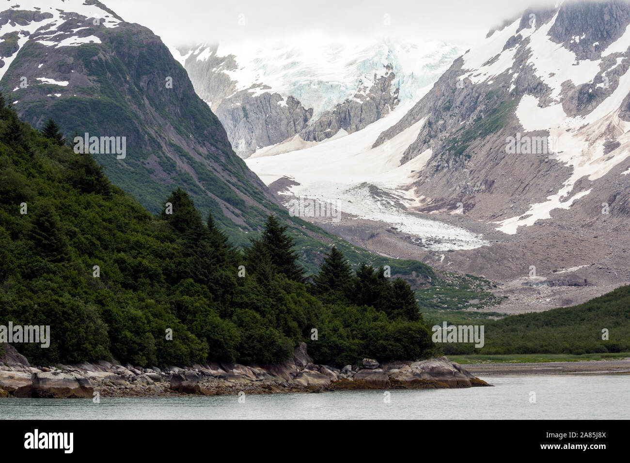 A landscape view of Kenai Fjords National Park in Alaska in the Kenai ...