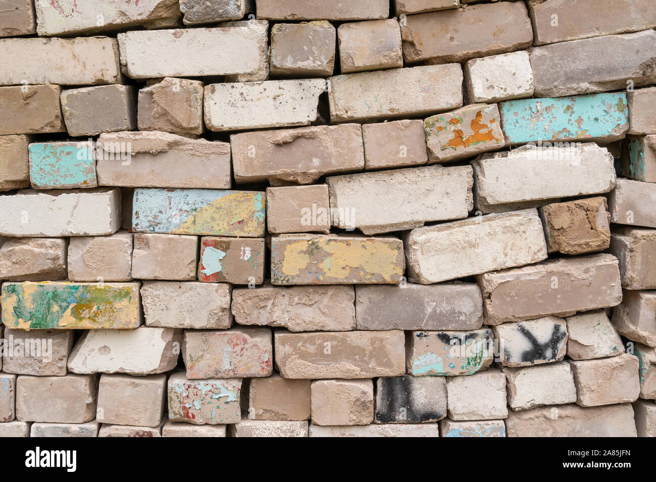 Bricks pile close up view. Old Bricks Texture. Construction industry ...
