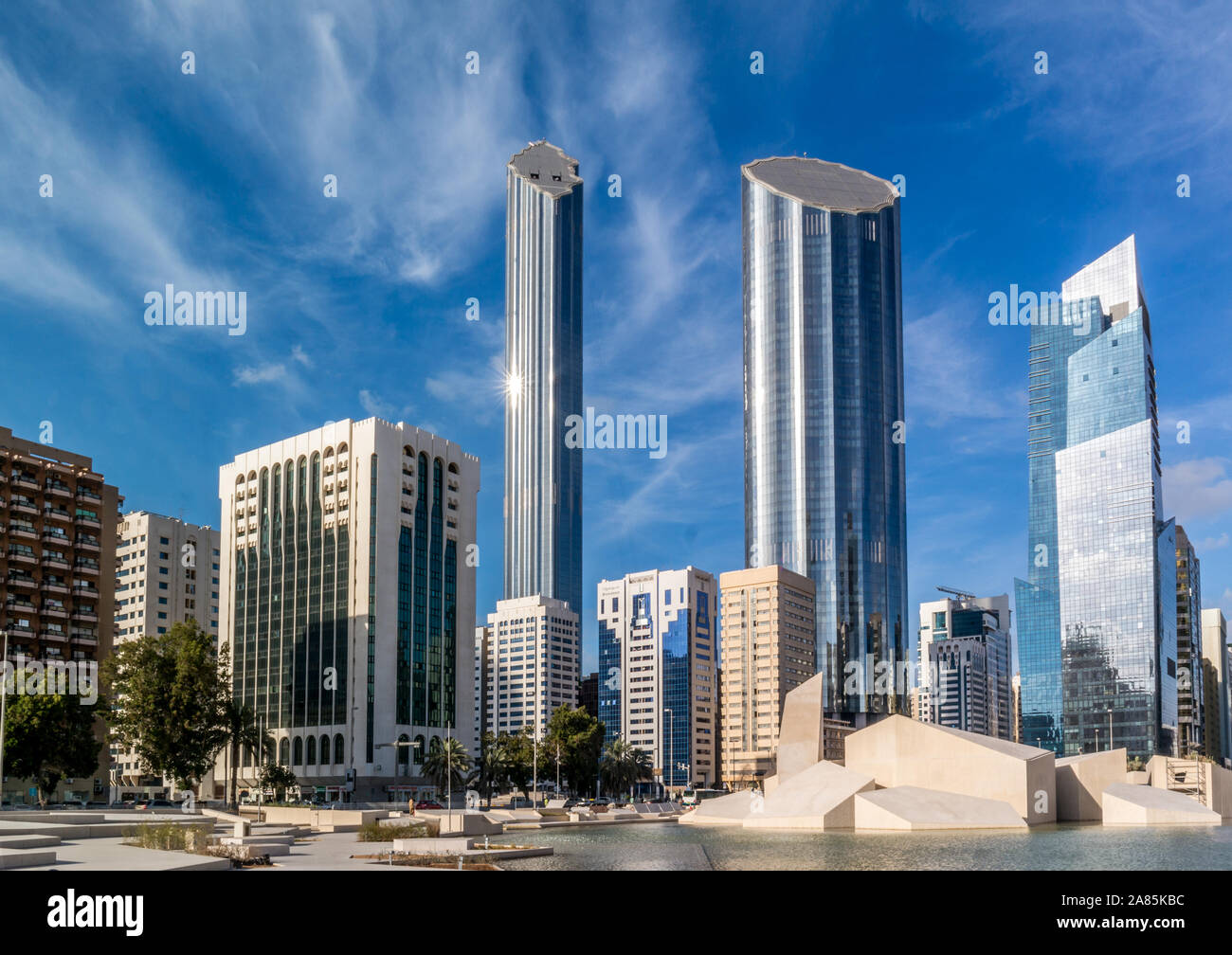 Modern city architecture design | Famous skyscrapers of Abu Dhabi city ...