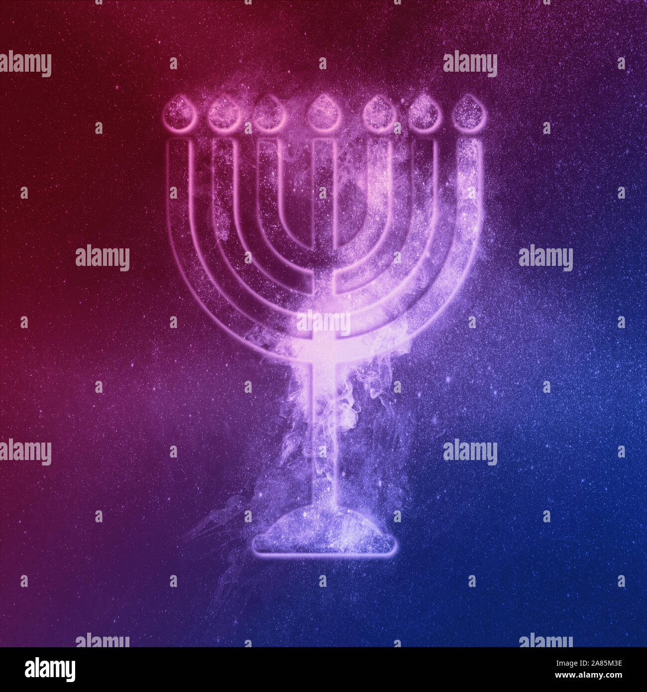 Hanukkah menorah symbol Red Blue. Menorah symbol of Judaism. Abstract ...