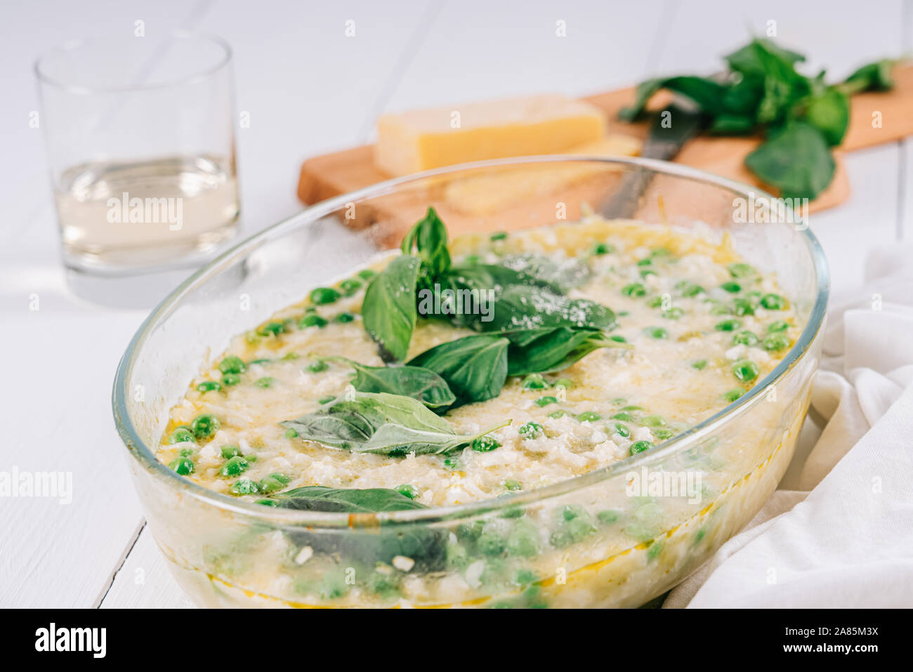 Courgette And Pea Risotto With Parmesan, Mascarpone And Basil Stock ...