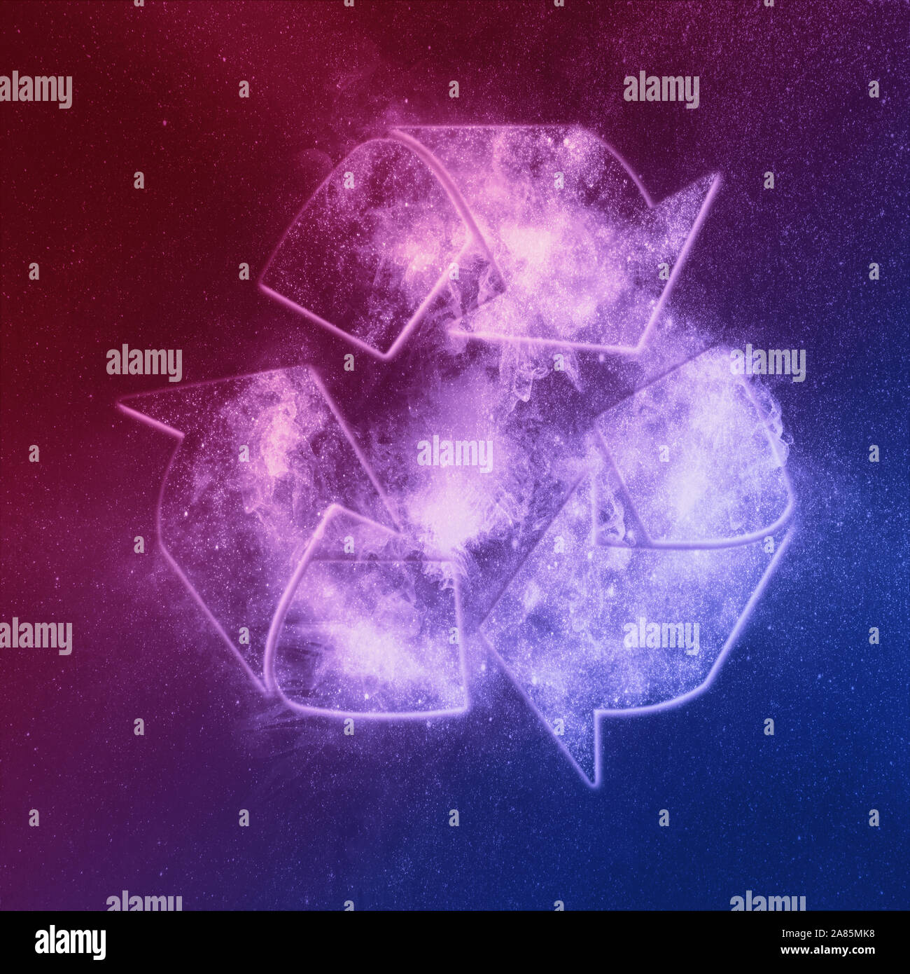 Recycle Sign Red Blue. Abstract night sky background Stock Photo - Alamy