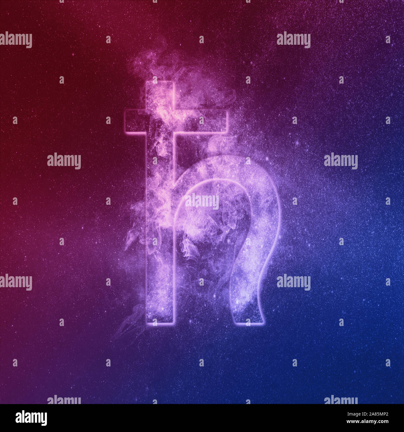 Planet Saturn Symbol Red Blue. Saturn sign. Abstract night sky ...