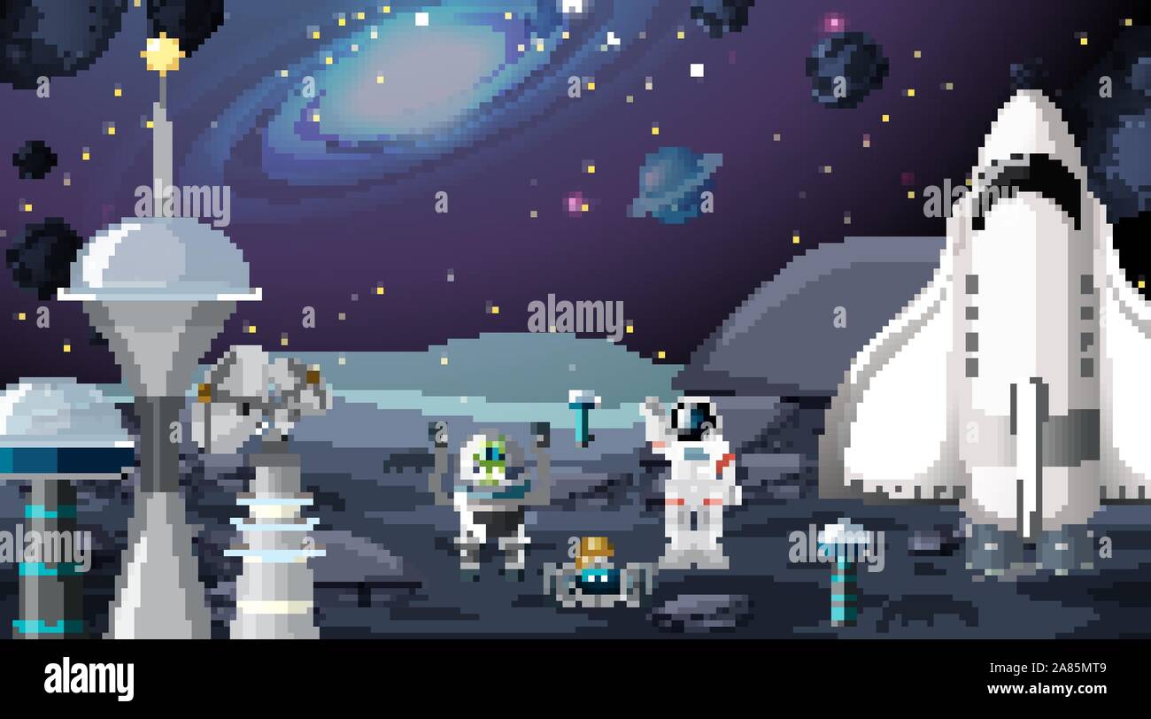 Alien and astronaut scene illustration Stock Vector Image & Art - Alamy