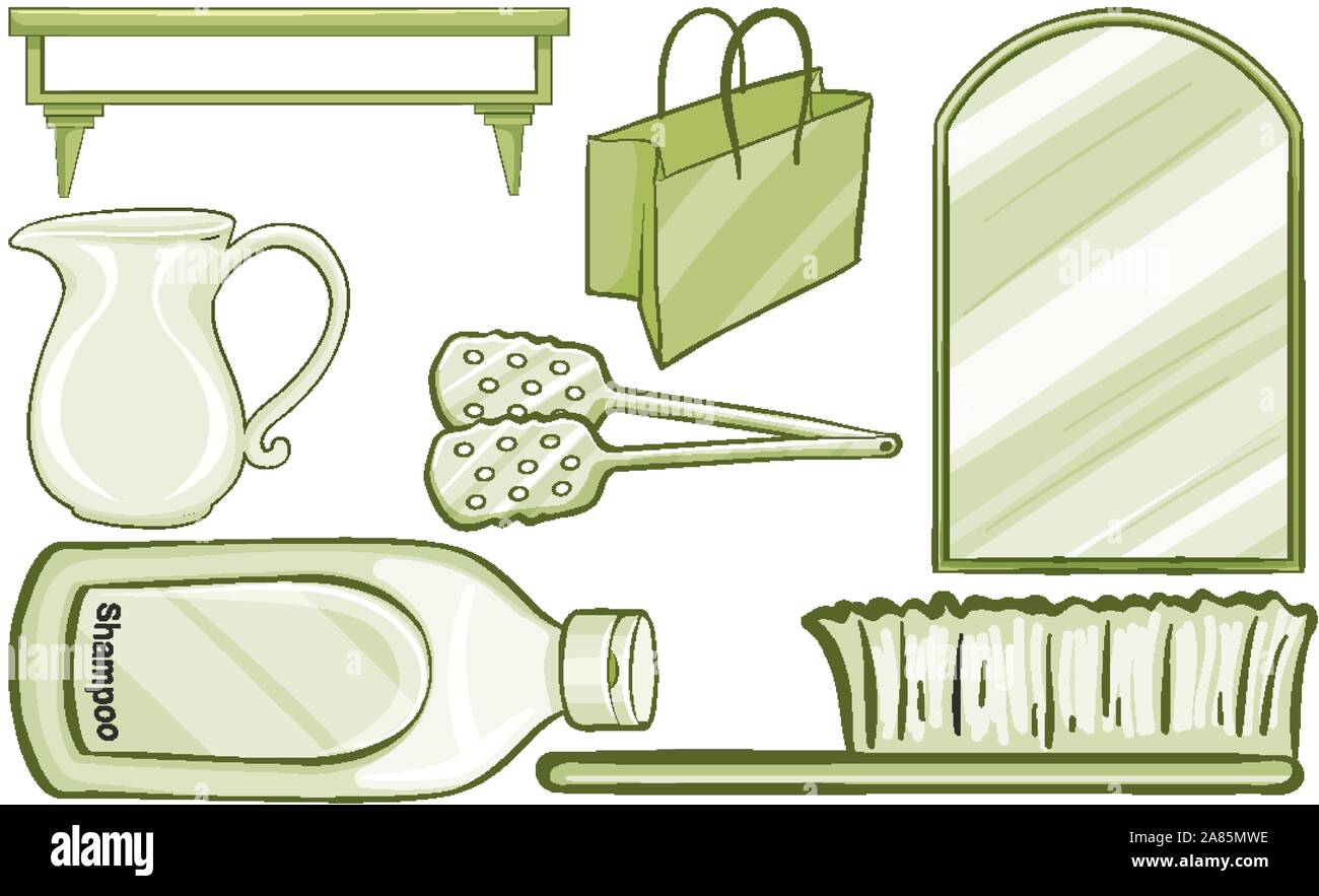 Household items in green color illustration Stock Vector Image & Art ...