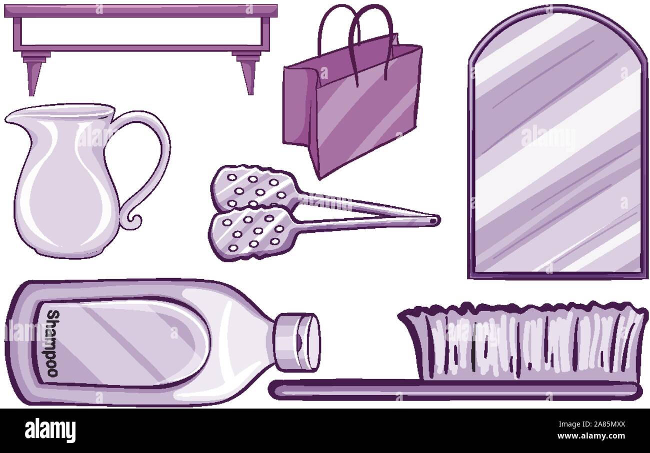 Household items in purple color illustration Stock Vector Image & Art ...