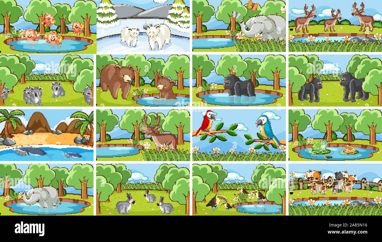 Background scenes of animals in the wild illustration Stock Vector ...