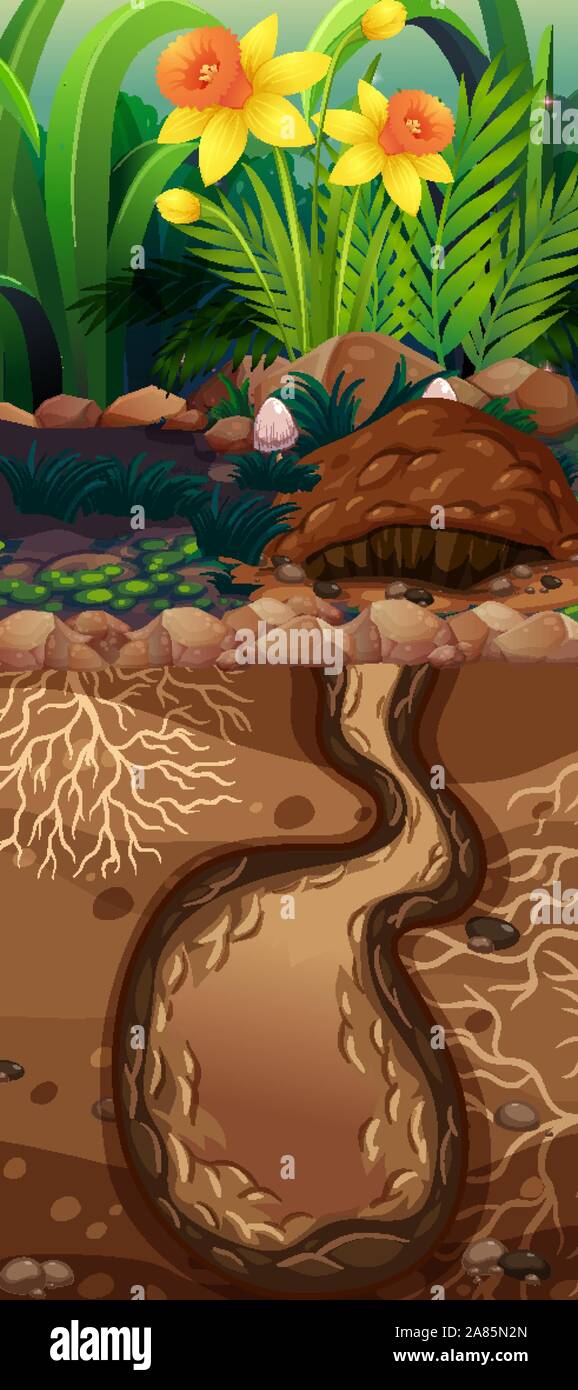 Landscape design with hole underground illustration Stock Vector Image ...