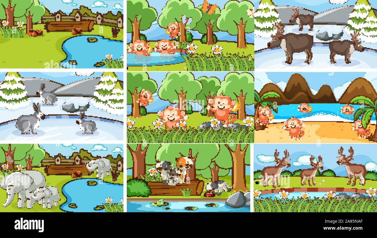 Background scenes of animals in the wild illustration Stock Vector ...