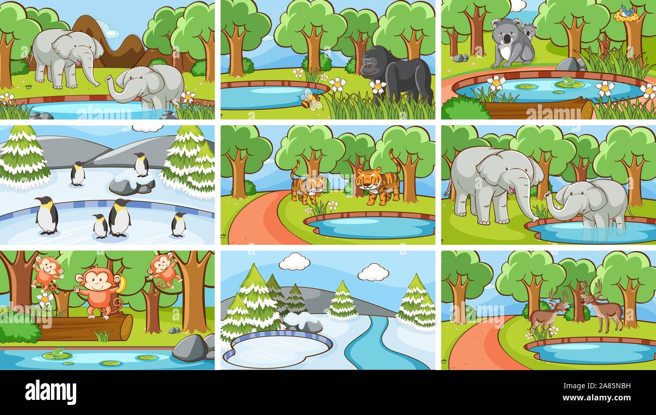 Background scenes of animals in the wild illustration Stock Vector ...